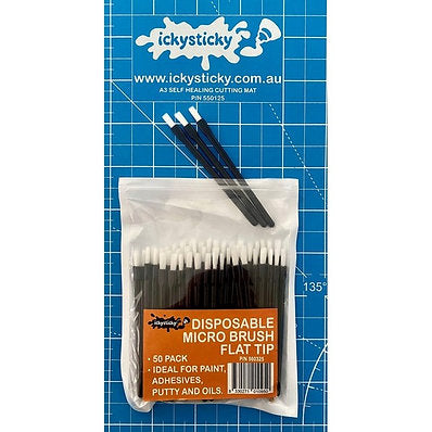 ICKYSTICKY DISPOSABLE MICRO BRUSHES FLAT TIP | Khaki and Green Books